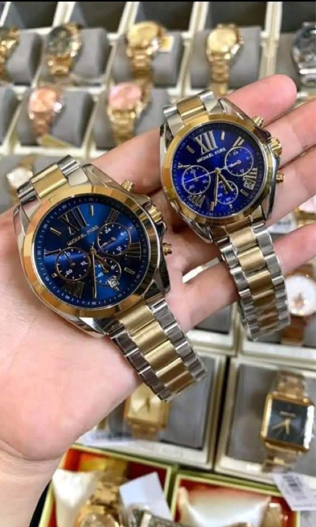MK COUPLE TWO TONE BLUE FACE DIAL BRADSHAW AUTHENTIC WATCH, Women's ...