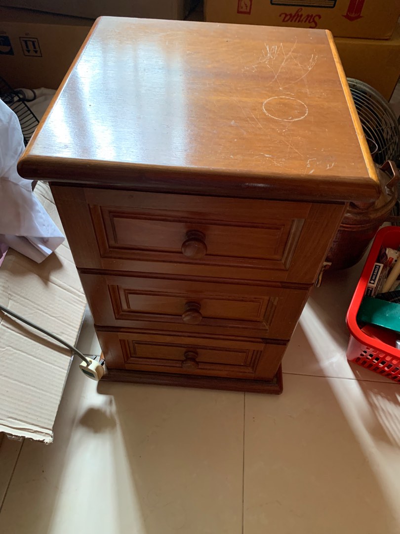 Nyatoh wood bed side table, Furniture & Home Living, Furniture, Tables ...
