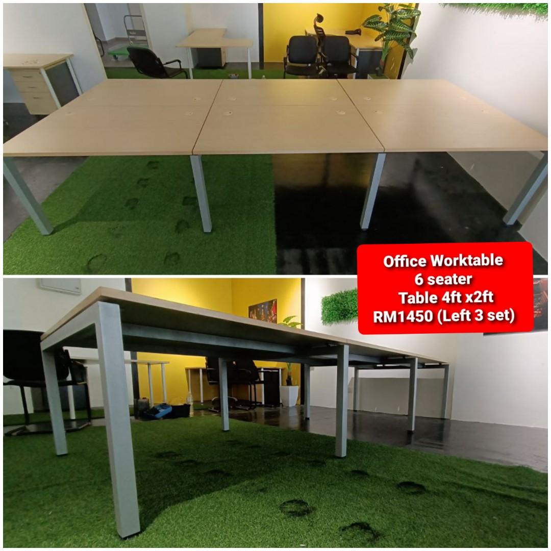 Office WORKTABLE 6 seater, Furniture & Home Living, Furniture, Tables ...