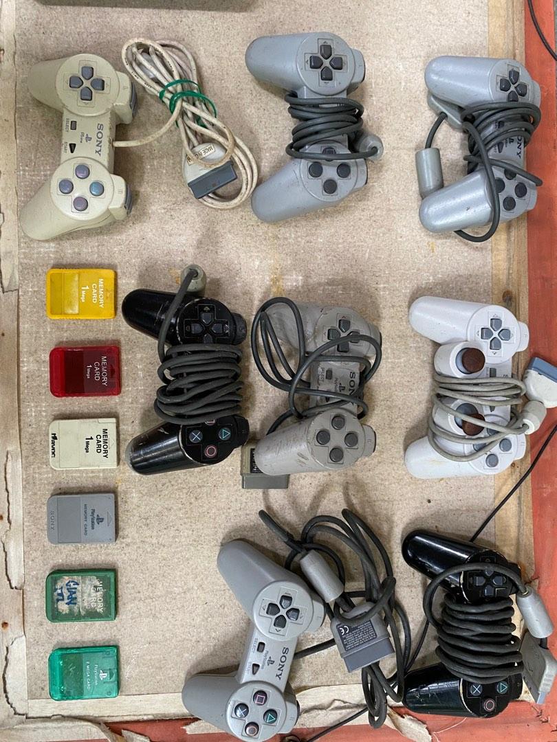 PlayStation 1 PS1 unit, controllers, and memory cards plus Sega ...