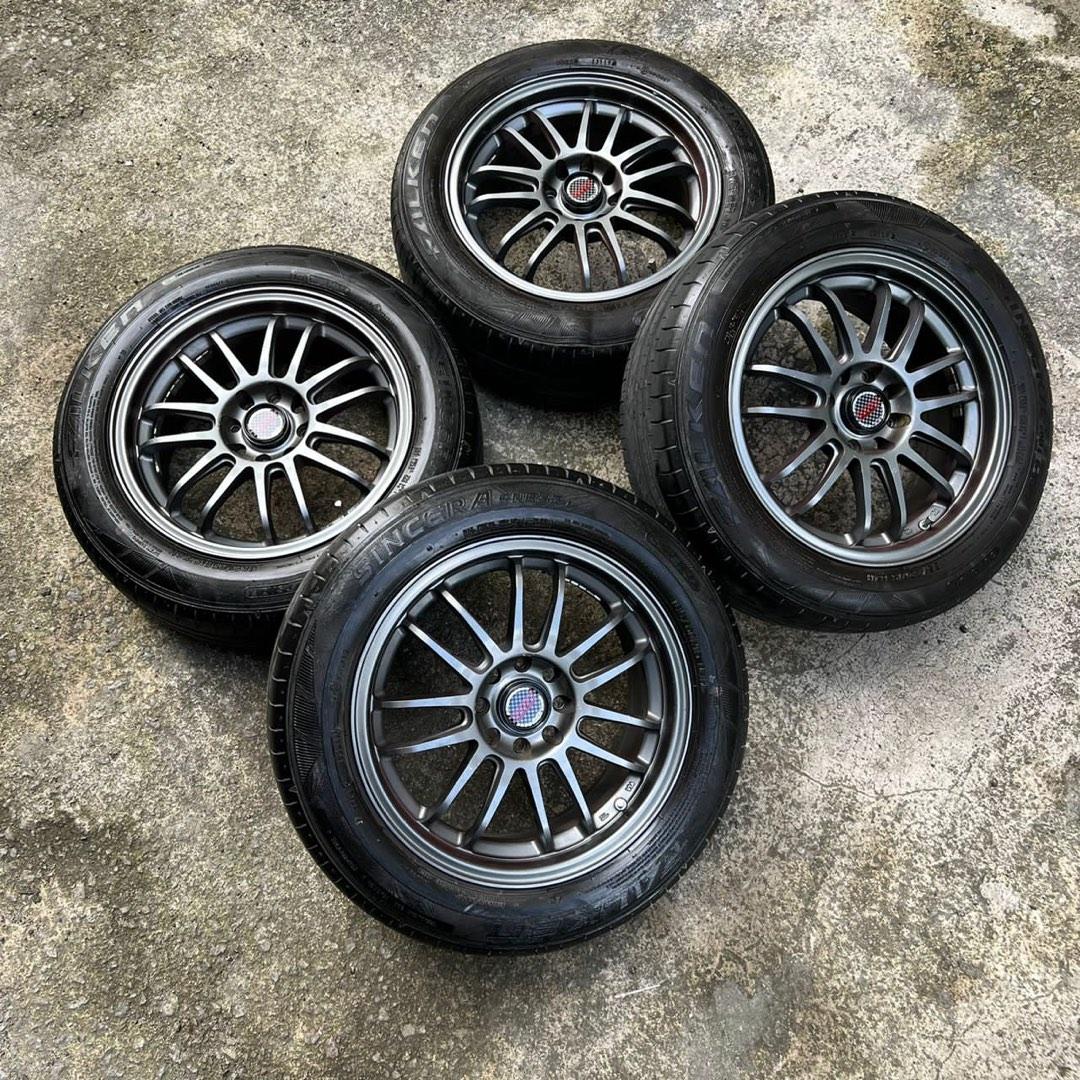 RE30 15 inch sport rim Vios tyre 70%, Auto Accessories on Carousell