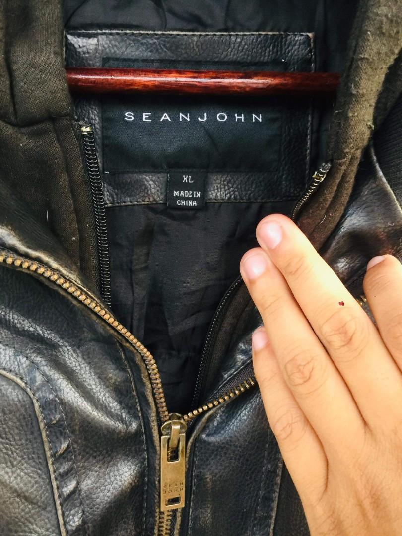 Sean John Leather Jacket w/Detachable hood, Men's Fashion, Coats, Jackets and Outerwear on Carousell