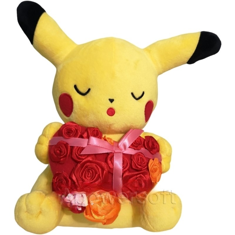 Sleeping Pikachu Plushies Doll Toy with Love Couple Gift Patung Pikachu ...