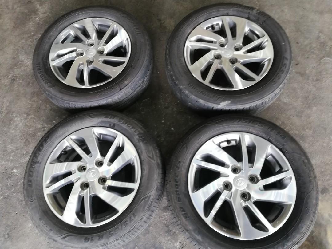 Sport rim myvi bezza axia 14 inch siap Tayar, Auto Accessories on Carousell