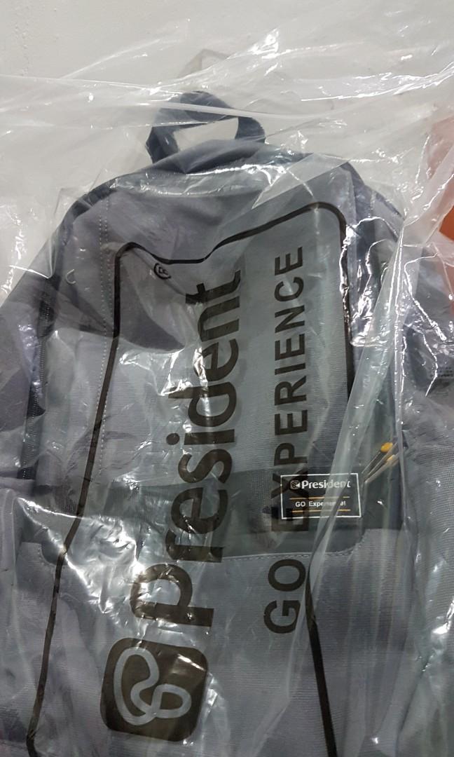 TAS RANSEL NEW MERK PRESIDENT (Grey), Barang Mewah, Tas & Dompet di ...