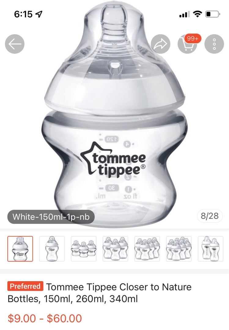 Tommie Tippie Newborn Milk Bottle, Babies & Kids, Nursing & Feeding ...