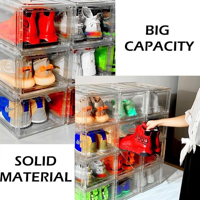 Ultimate Big Capaity Full Transparent Magnetic Front/Side Drop Lid Shoe ...