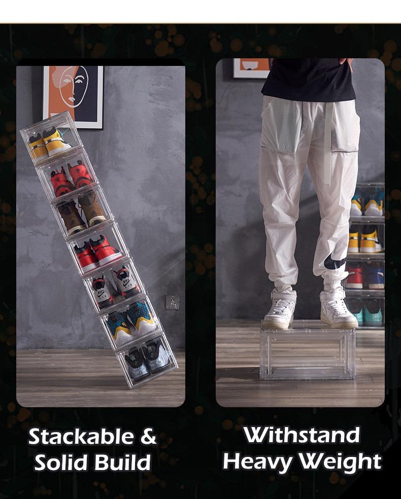 Ultimate Big Capaity Full Transparent Magnetic Front/Side Drop Lid Shoe ...