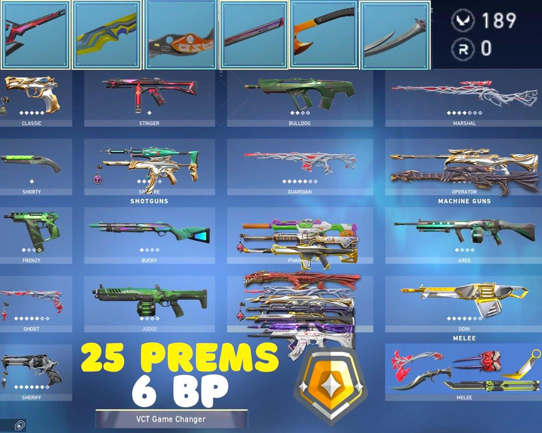 VCT GAME CHANGER 25 PREMIUM SKINS + 2 BUNDLES + 2BP//CHEAPEST VALORANT ...