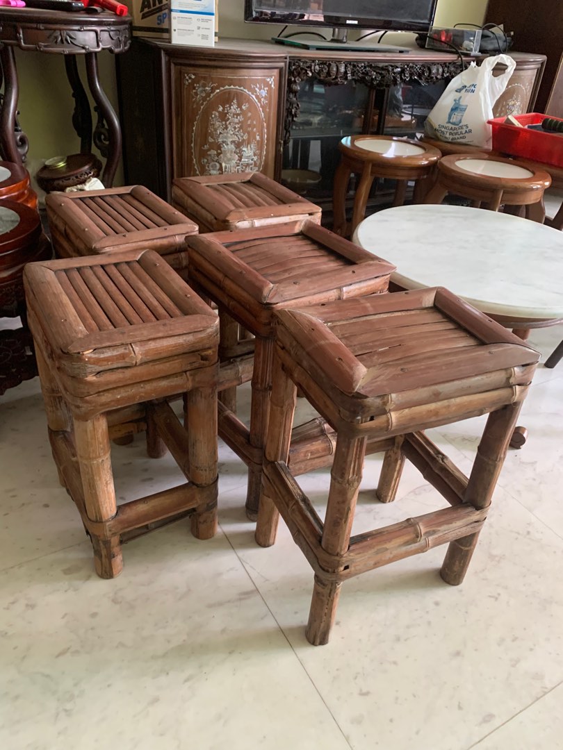 Vintage/antique Bamboo stools, Furniture & Home Living, Furniture ...
