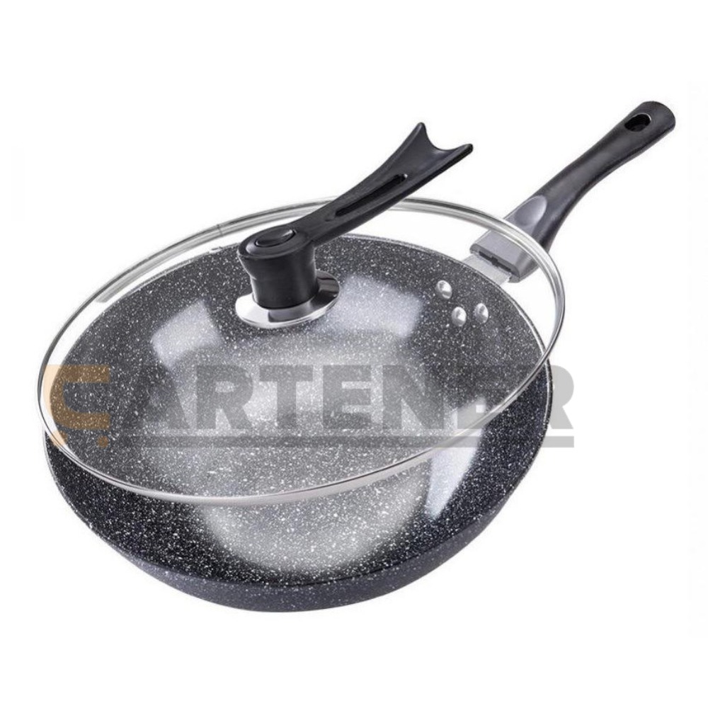 Wok 32CM Stone Coating Non-stick Frying Pan With Lid Induction Cooker ...