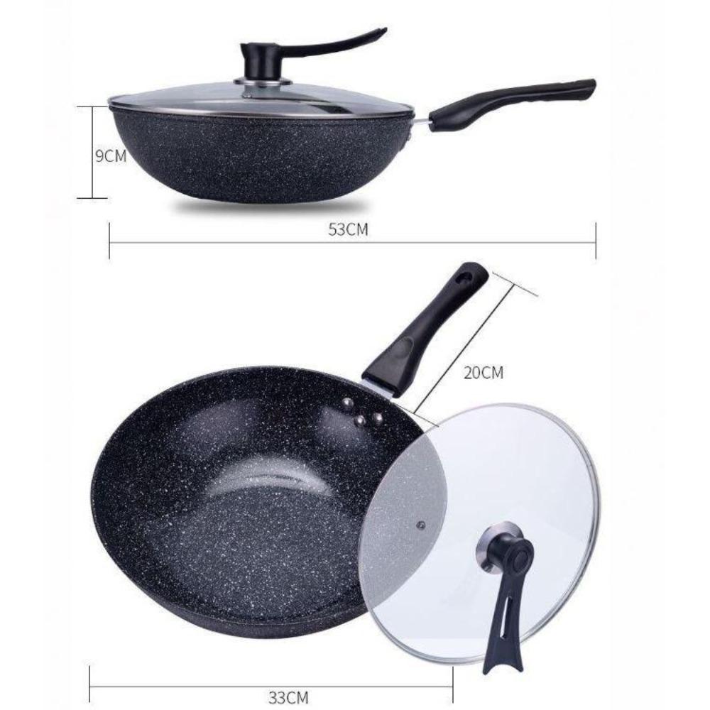 Wok 32CM Stone Coating Non-stick Frying Pan With Lid Induction Cooker Gas, Furniture & Home ...