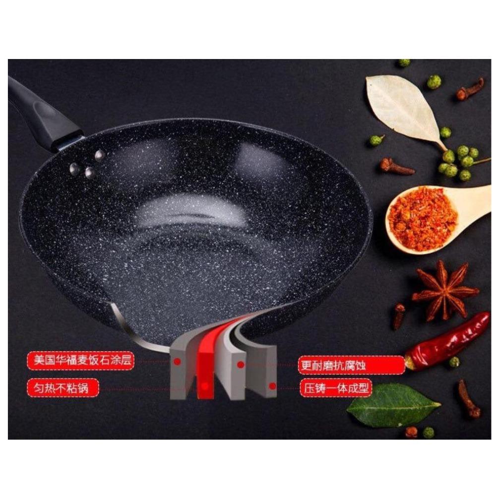 Wok 32CM Stone Coating Non-stick Frying Pan With Lid Induction Cooker ...