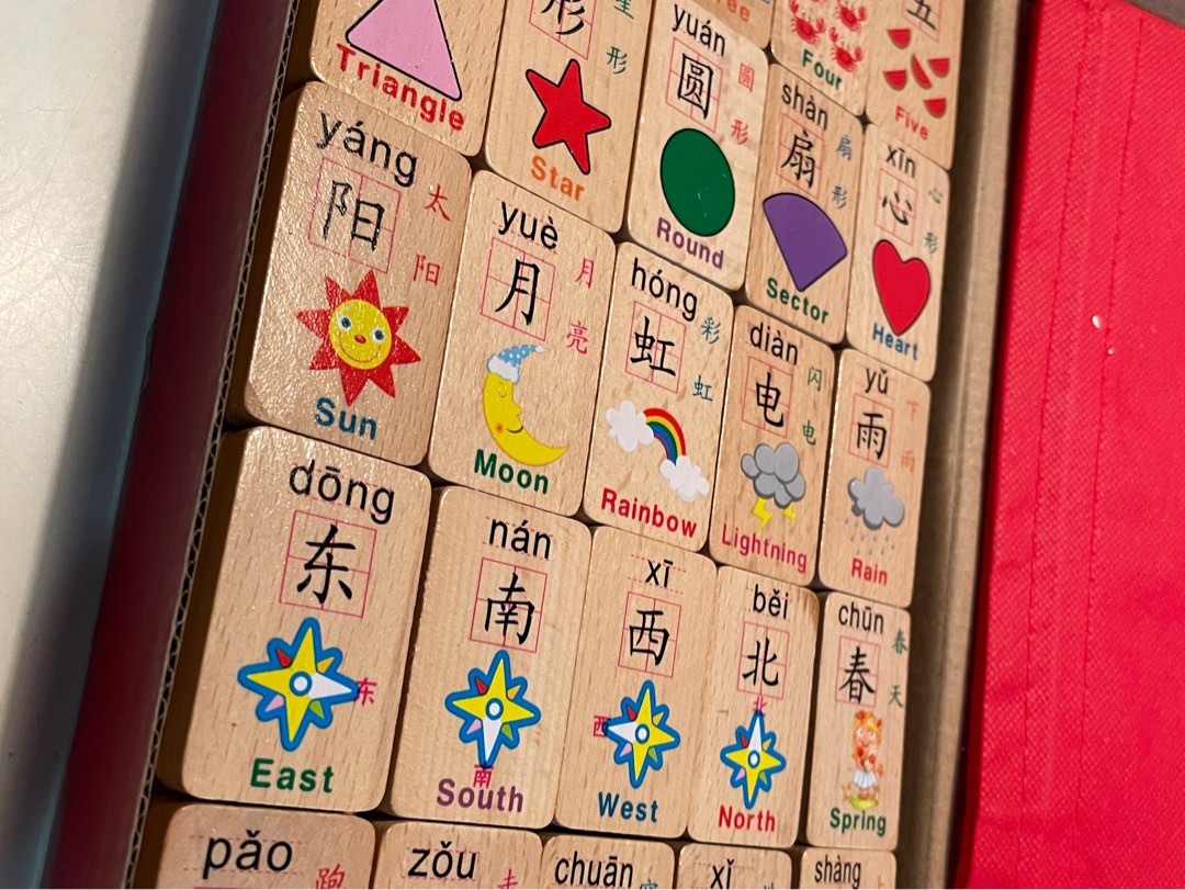 Wood blocks for learning Chinese, building Lego, domino block, Hobbies ...