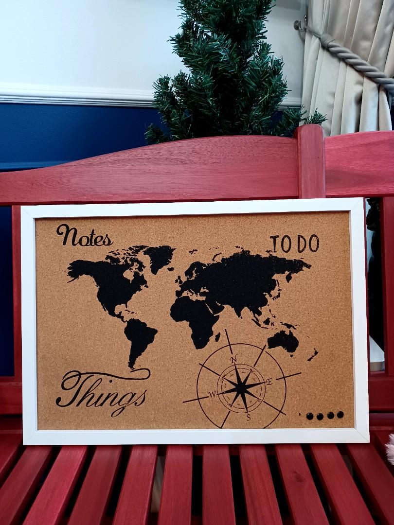 World map picture board, Furniture & Home Living, Home Decor, Wall ...