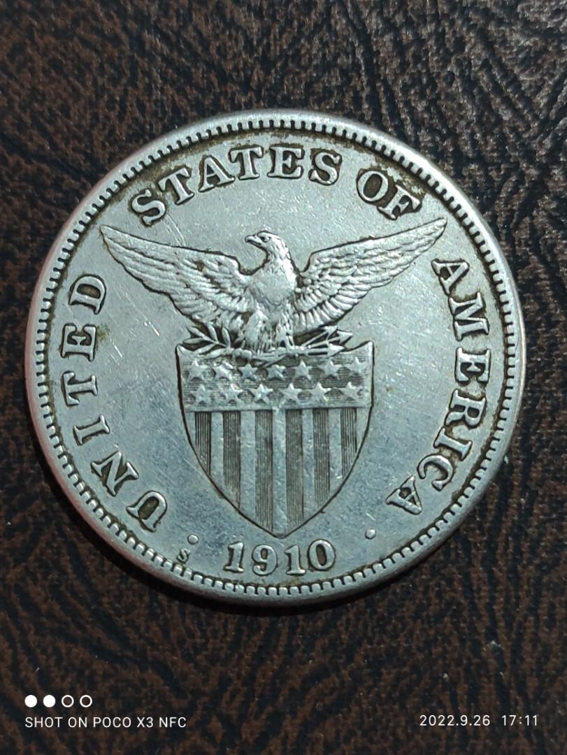 1910 USPI ONE PESO SILVER COIN, Hobbies & Toys, Memorabilia ...