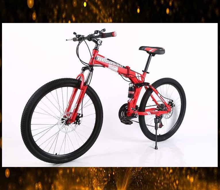 26 inch 21 Speeds Begasso Foldable [Red] Bike Foldie Full Suspension ...