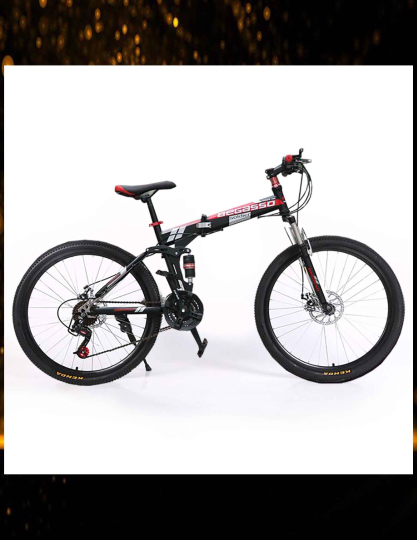 26 inch 21 Speeds Begasso Foldable Bike [Black] Foldie Full Suspension ...