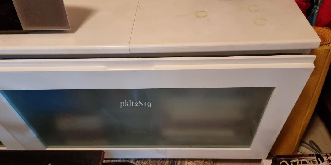 3 meter Huge White Solid wood TV console with frosted glass panel ...