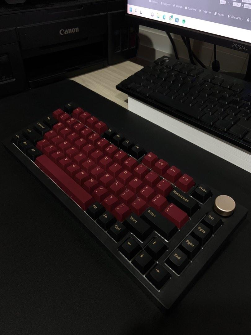 75% custom mechanical keyboard (Dark red keycaps), Computers & Tech ...