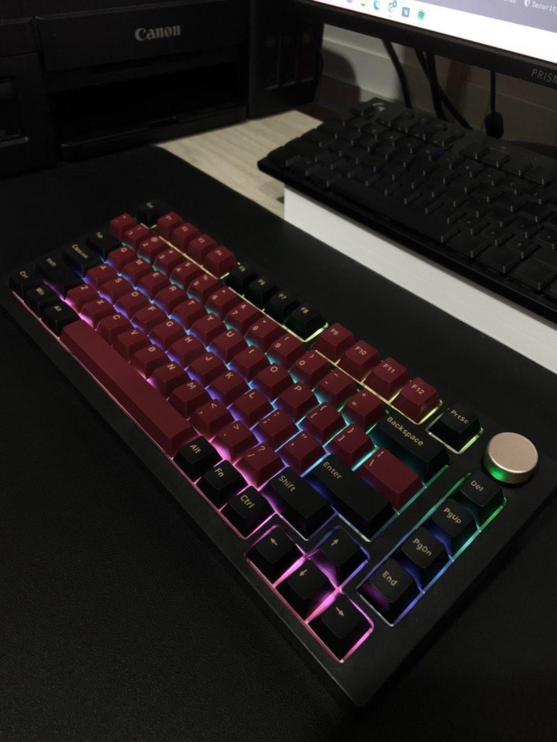 75% custom mechanical keyboard (Dark red keycaps), Computers & Tech ...