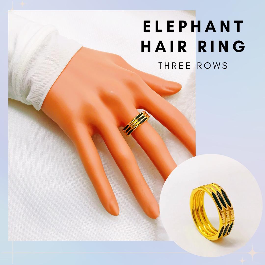 916 Gold Elephant Hair Ring (3 Row), Women's Fashion, Jewelry ...