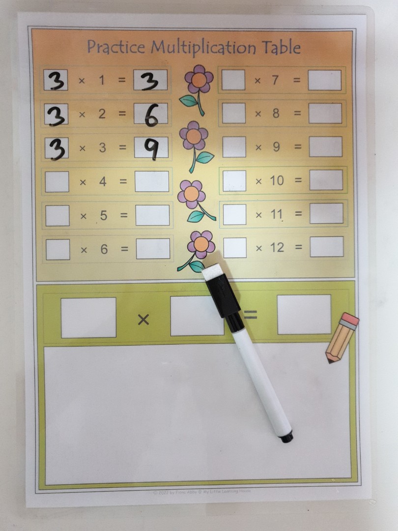 A4 Laminated Multiplication Worksheet (1 piece double-sided), Hobbies ...