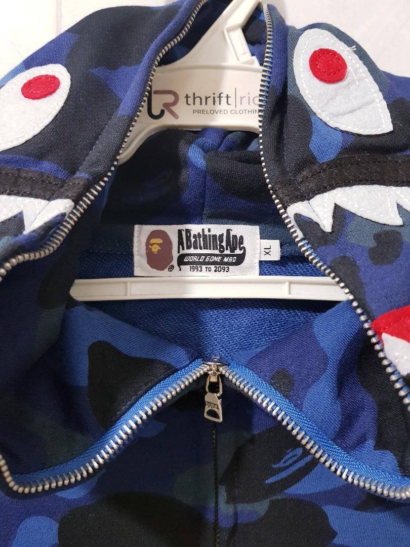 A BATHING APE| BAPE SHARK WGM FULL ZIP CAMOUFLAGE HOODIE JACKET (BLUE ...