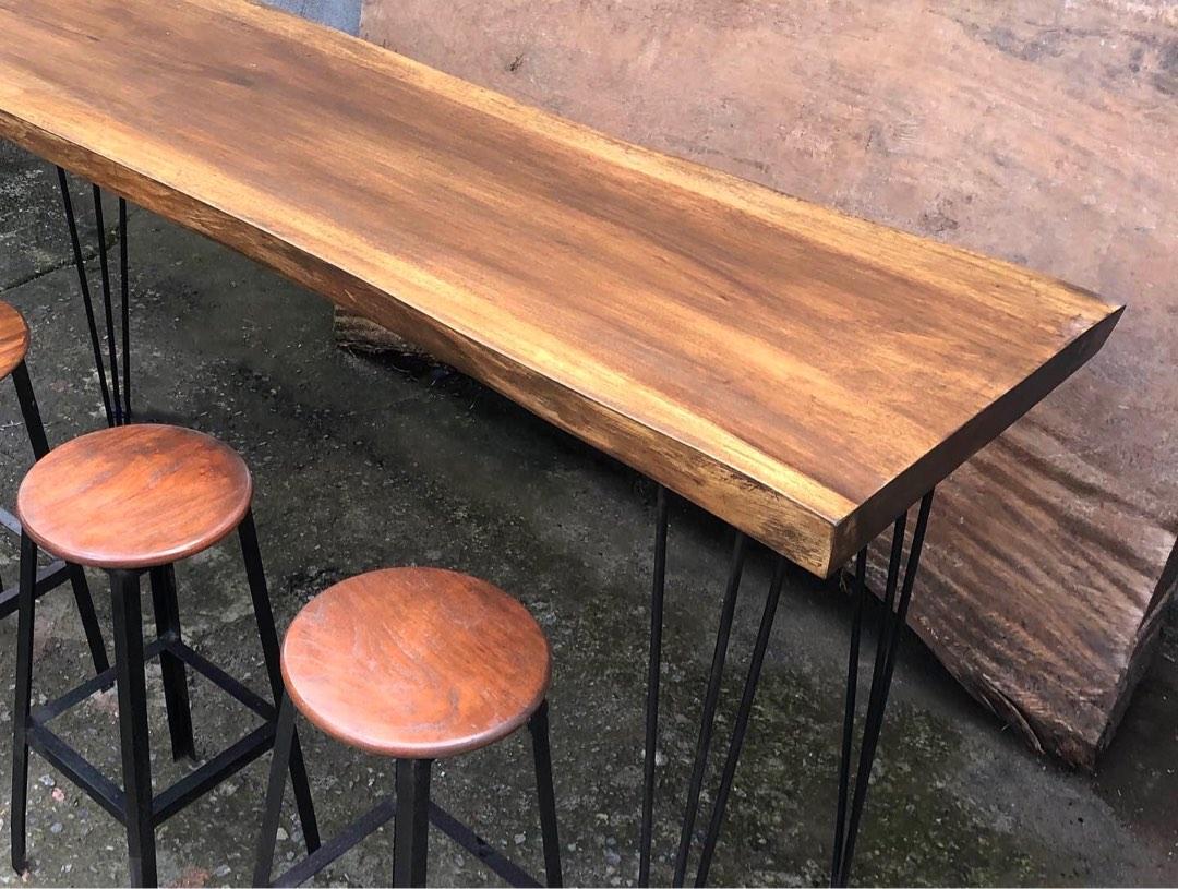 Acacia Slab Bar Table Set, Furniture & Home Living, Furniture, Tables ...