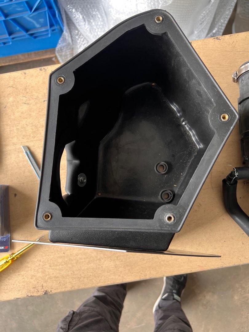 Evo X AEM intake box with piping, filter, original snorkel and bracket ...