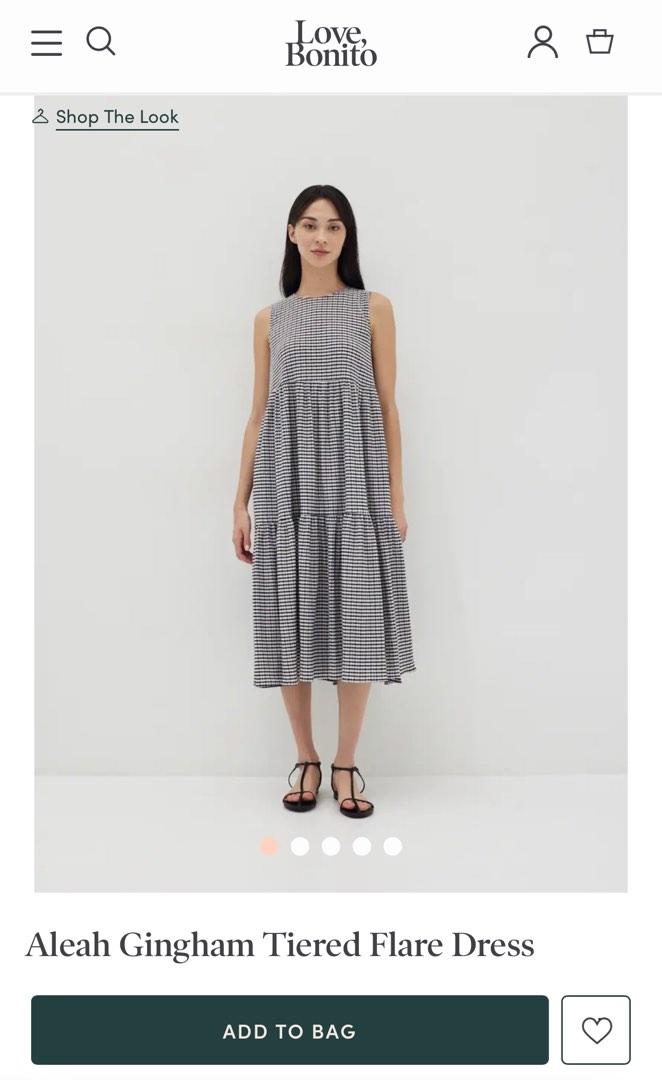 Aleah Gingham Tiered Flare Dress, Women's Fashion, Dresses & Sets ...