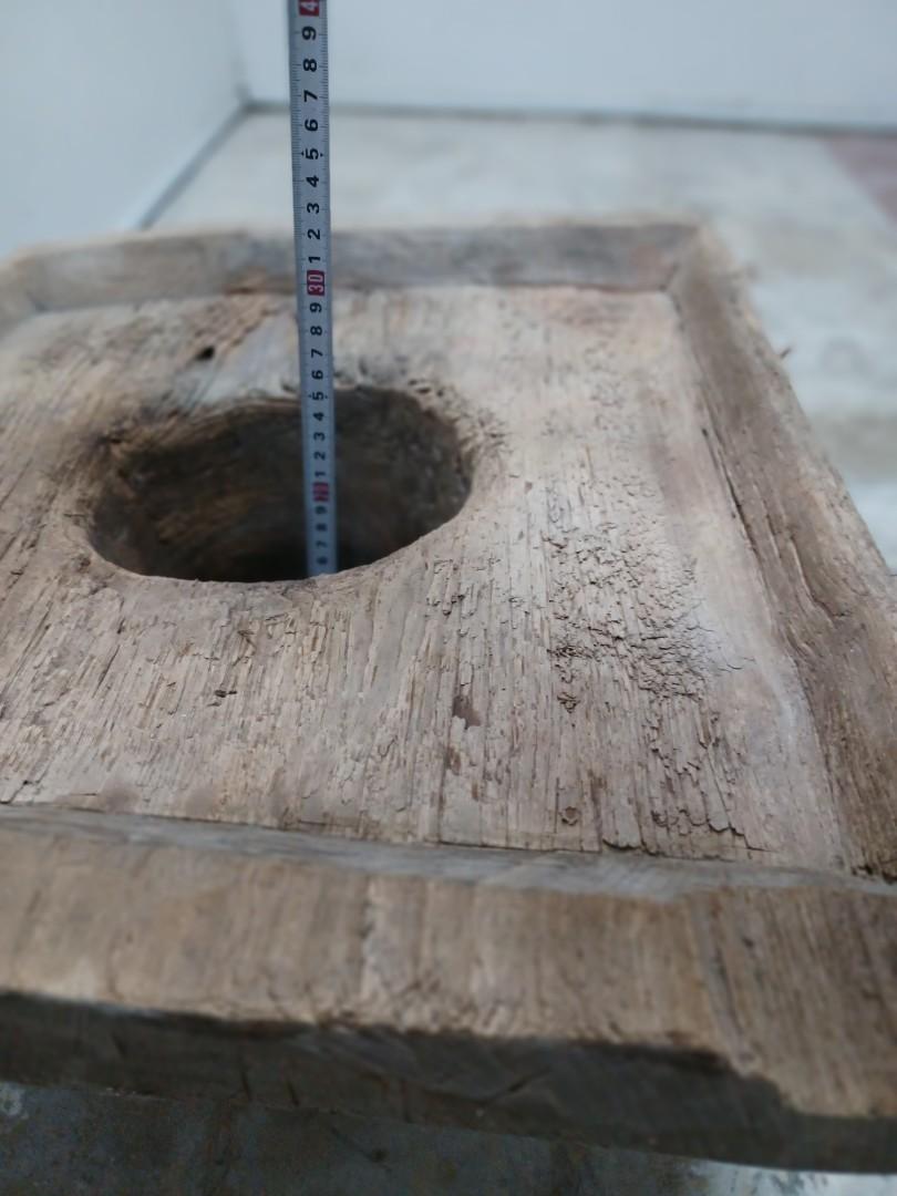 Antique rice pounding block used as a table, Furniture & Home Living ...