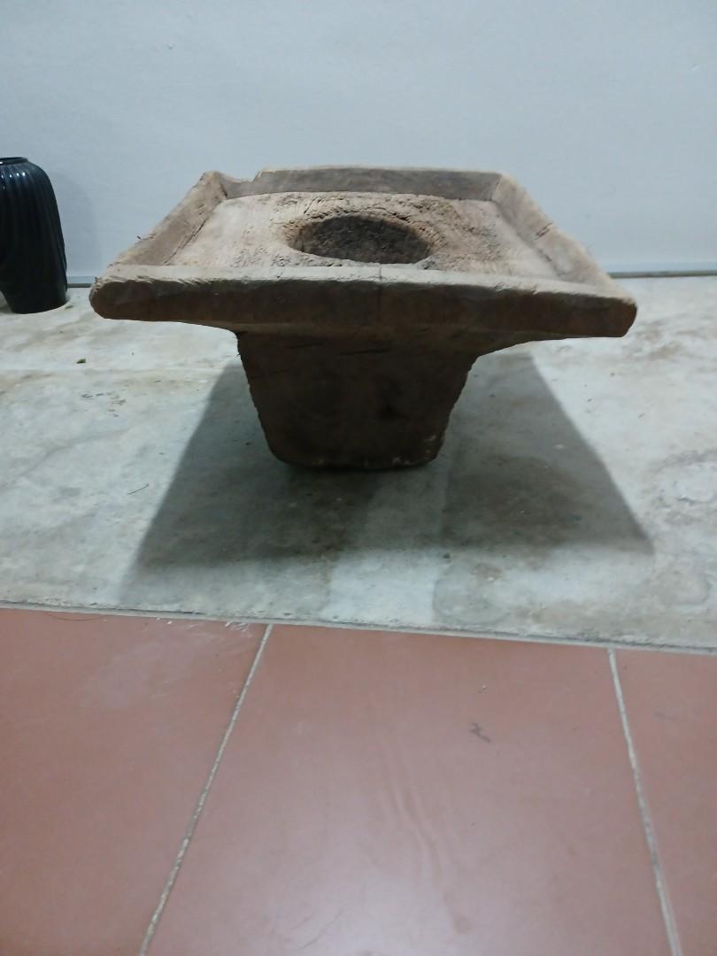 Antique rice pounding block used as a table, Furniture & Home Living ...