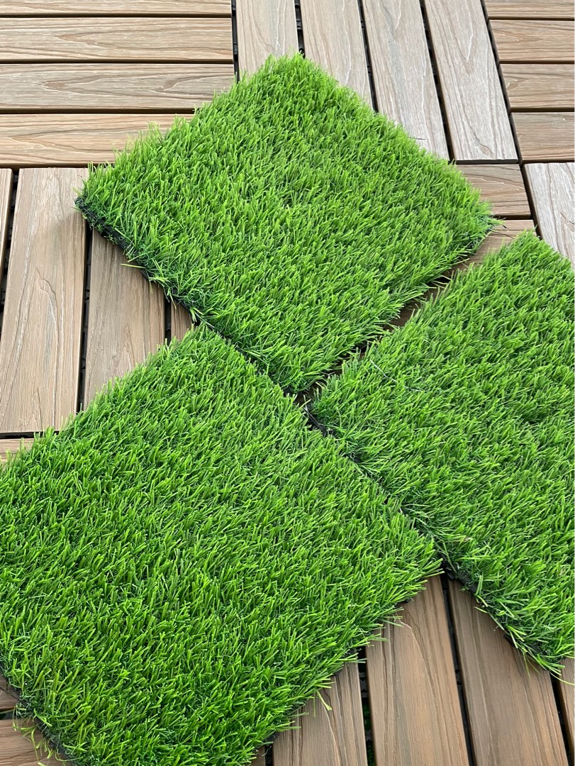 Artificial Grass Deck Tile (6 pieces), Furniture & Home Living, Outdoor ...