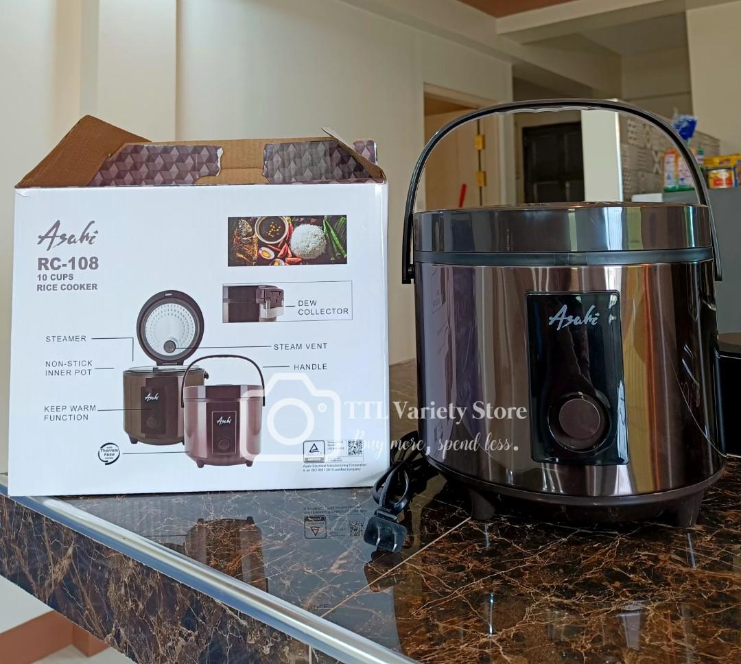 ASAHI RC-108 10 CUPS RICE COOKER w/ steamer, measuring cup and rice ...