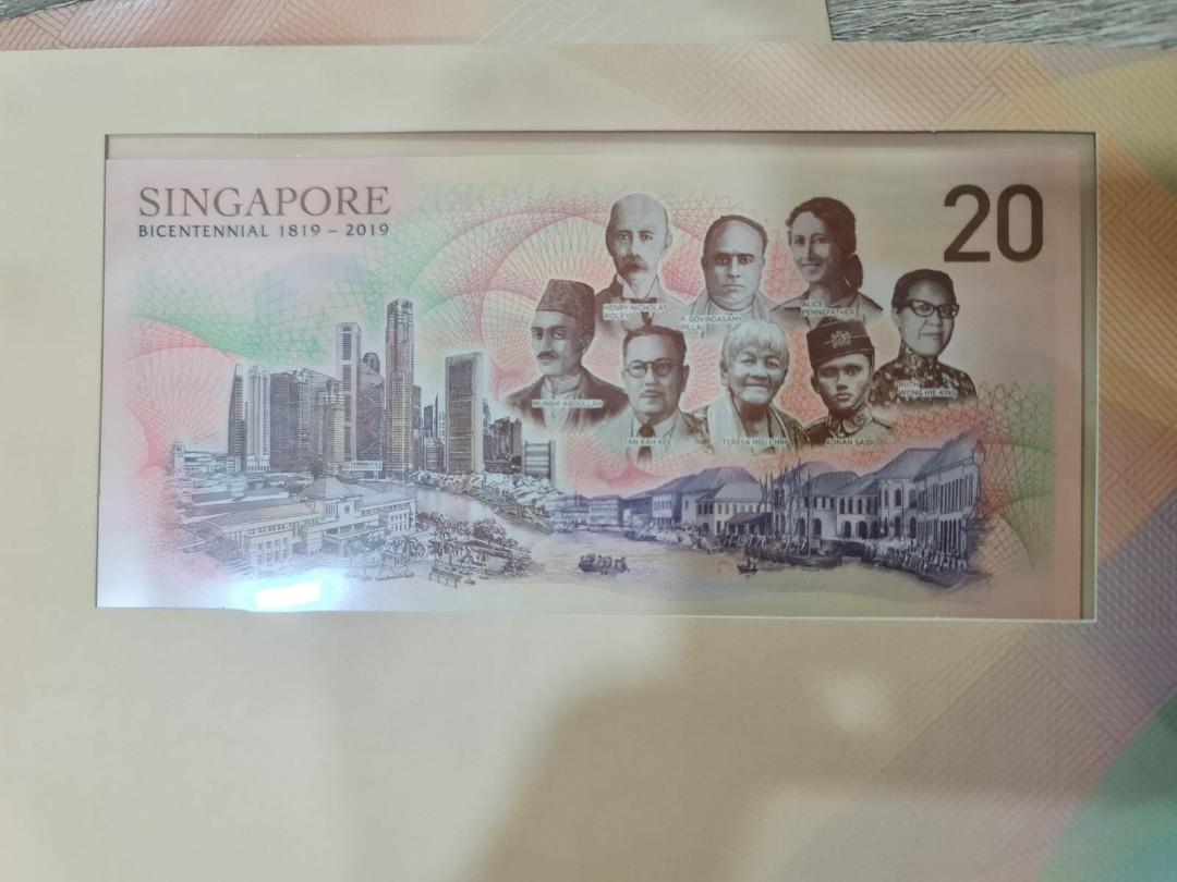 Bicentennial commerative note $20 Lee hsien loong with folder, Hobbies ...
