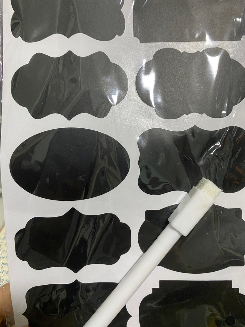 Black sticker labels with white marker, Furniture & Home Living, Home ...