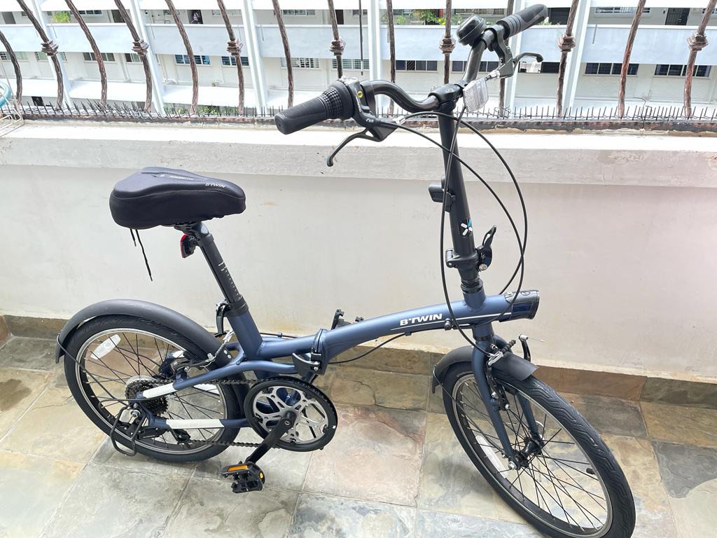 BTWIN decathlon folding bike tilt 500 20 inch dark blue, Sports ...