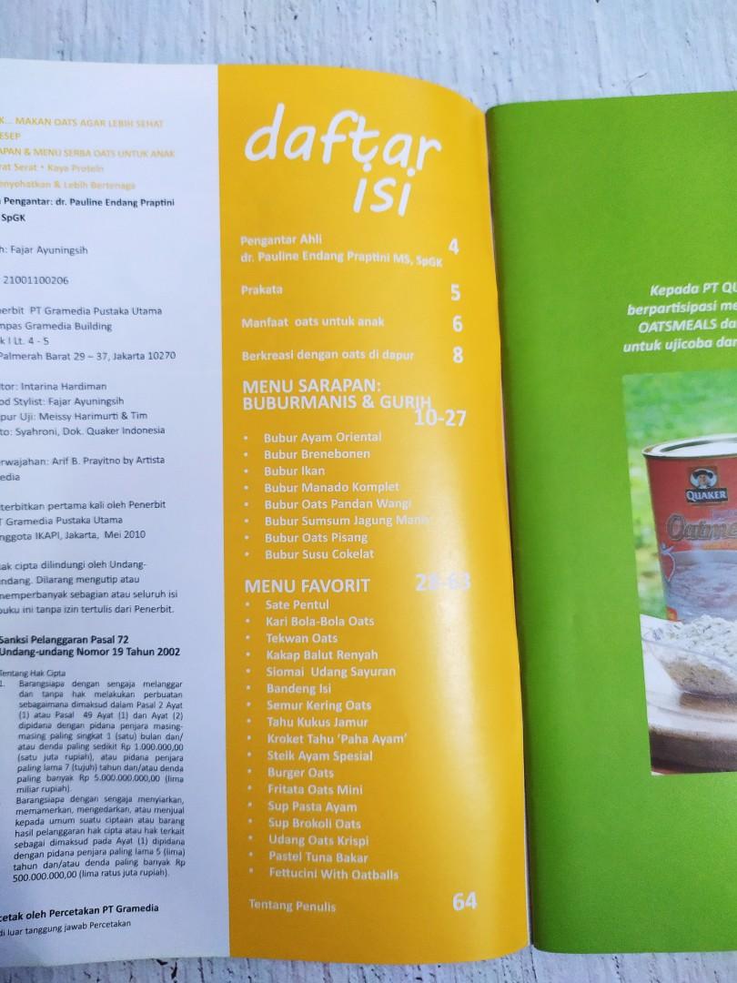 Buku Resep "25 resep sarapan & menu serba oats untuk anak", Buku & Alat ...