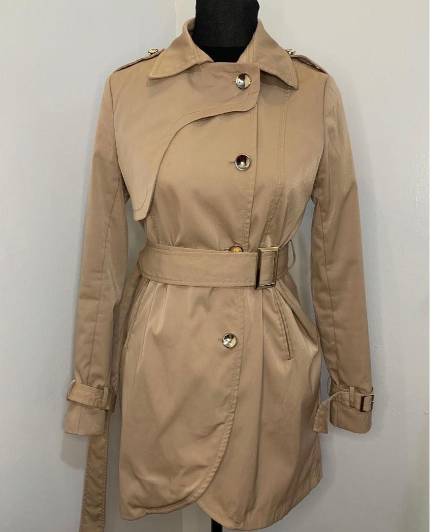 BUTTONED TRENCH COAT WITH BELT, Women's Fashion, Coats, Jackets and ...