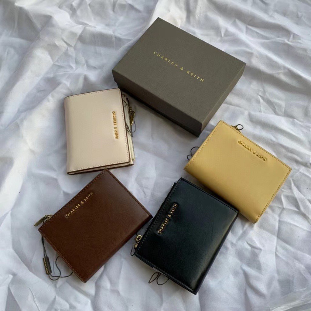 Charles and keith leather folding wallet pre order, Women's Fashion ...