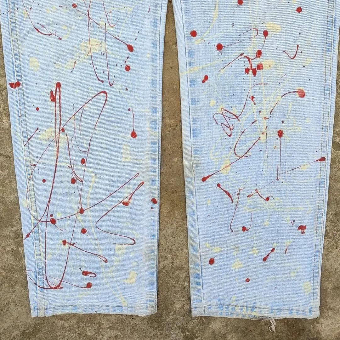 Customized Wrangler Carpenter Paint Splash Denim Pants., Men's Fashion ...