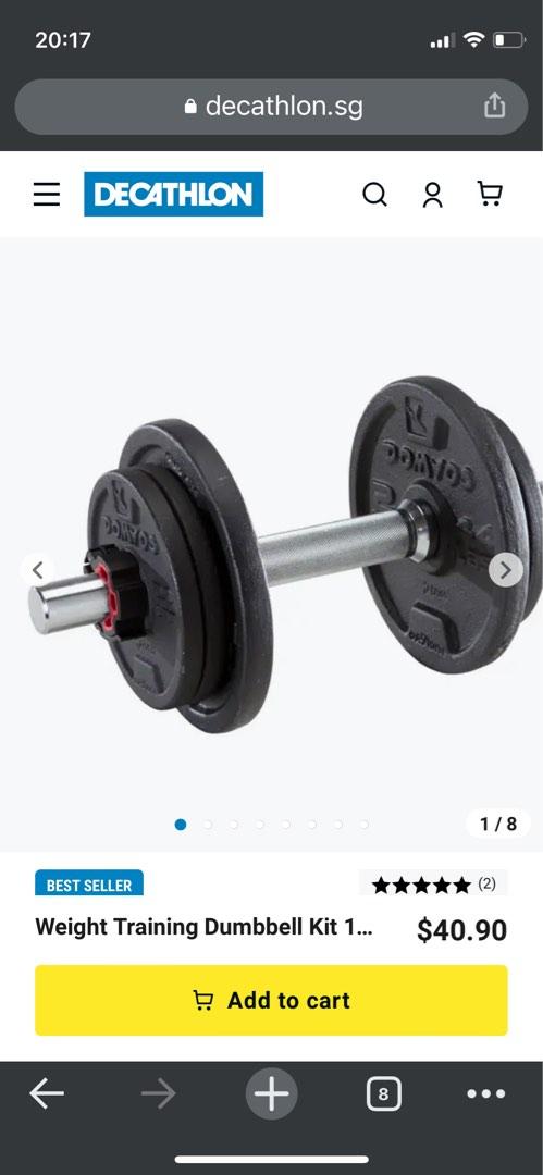 Domyos dumbbell 10kg set from decathlon, Sports Equipment, Exercise ...