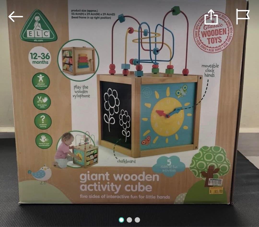 ELC Giant Wooden Activity Cube, Babies & Kids, Infant Playtime on Carousell