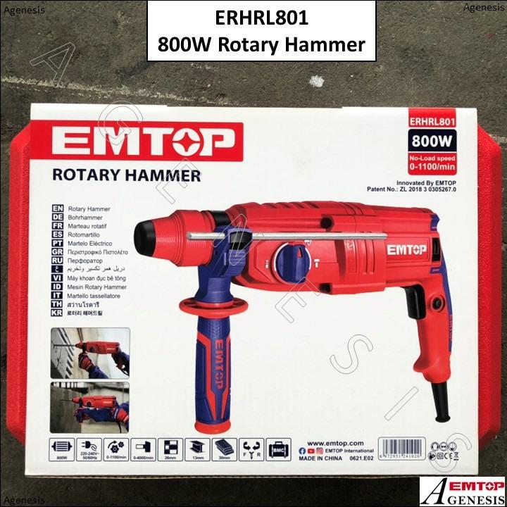 EMTOP 800W Rotary Hammer Drill ERHRL801, Furniture & Home Living, Home ...