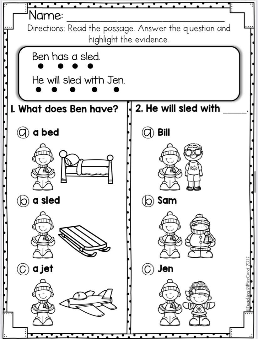 English Reading Comprehension for Early Readers Worksheet for children ...