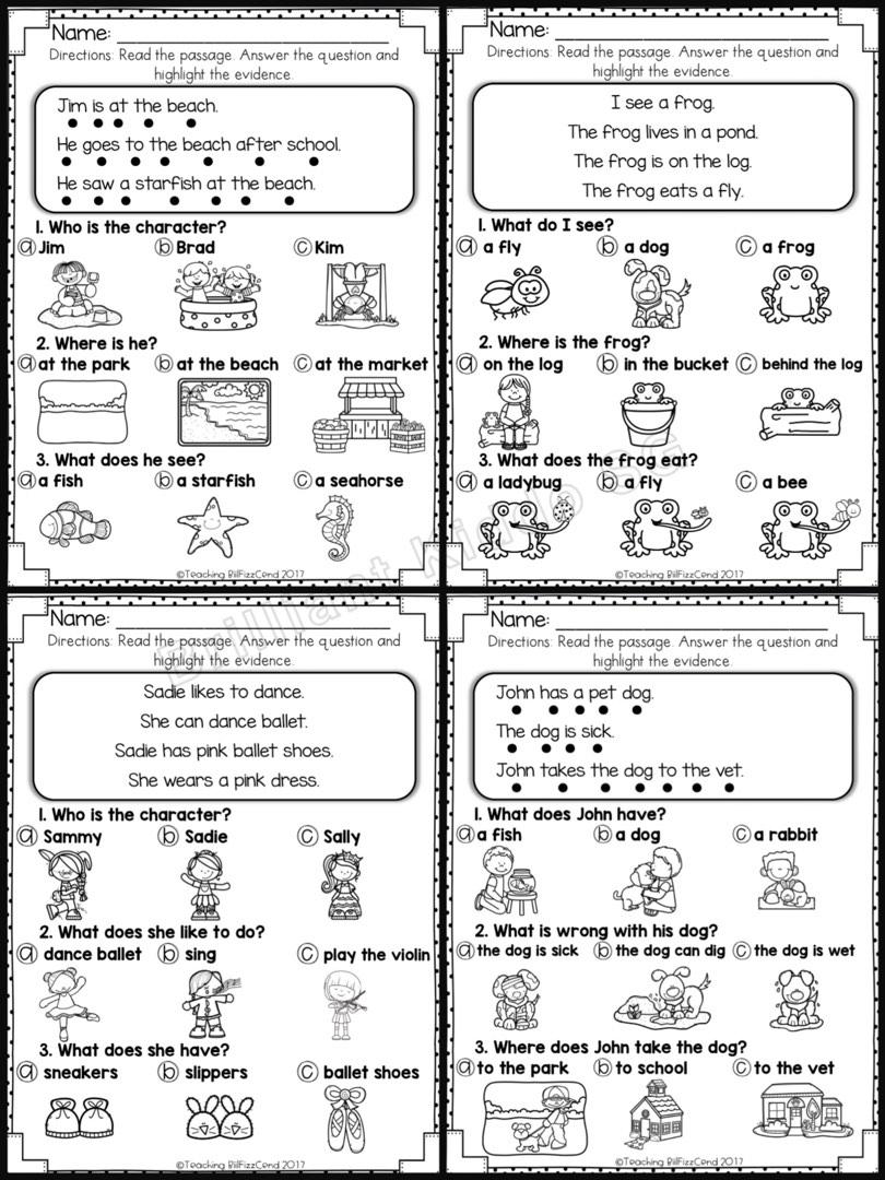English Reading Comprehension For Early Readers Worksheet For Children