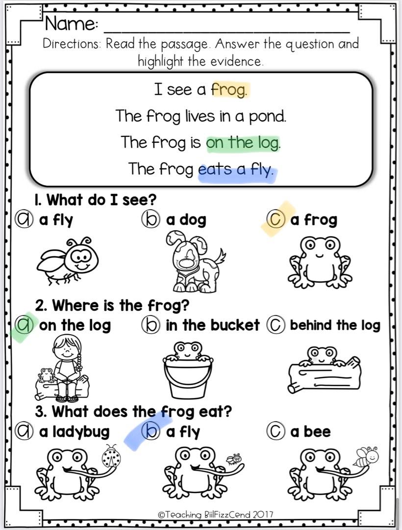 English Reading Comprehension for Early Readers Worksheet for children ...