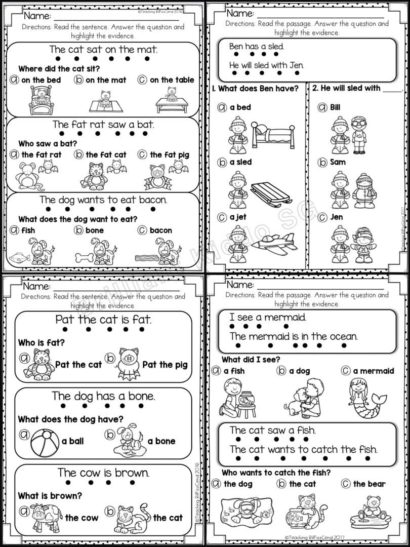English Reading Comprehension For Early Readers Worksheet For Children