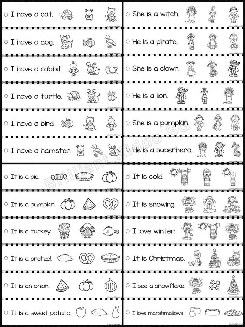 English Reading Fluency Comprehension Strip Worksheet for children ...